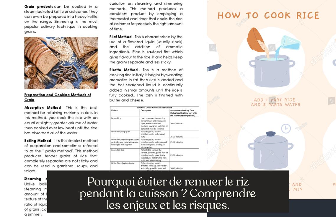 Pourquoi éviter de remuer le riz pendant la cuisson ? Comprendre les ...