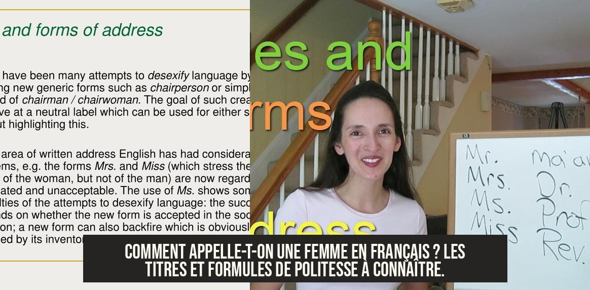 Comment appelle-t-on une femme en français ? Les titres et formules de ...