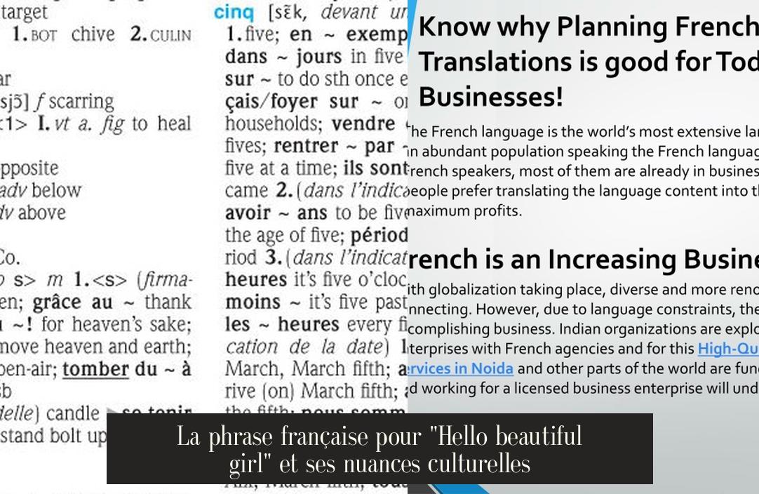 La phrase française pour "Hello beautiful girl" et ses nuances ...