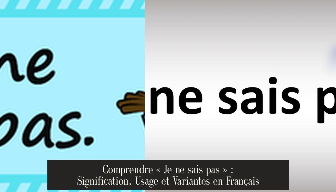 Comprendre « Je ne sais pas » : Signification, Usage et Variantes en ...