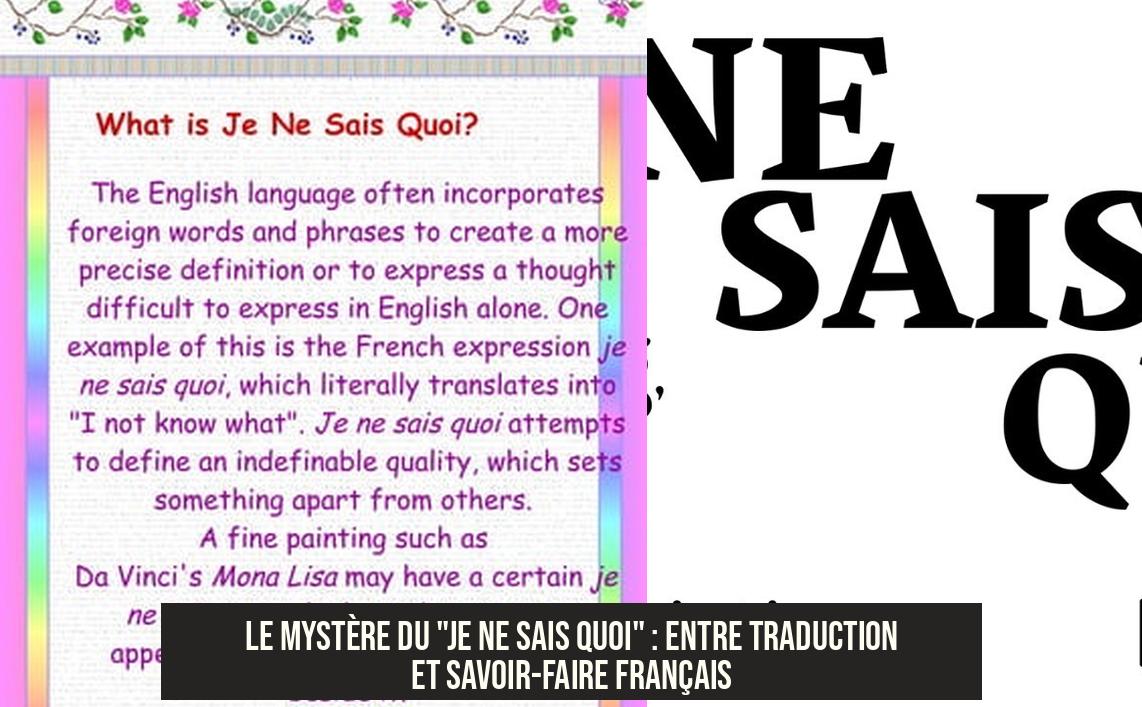 Le Mystère du "Je Ne Sais Quoi" : Entre Traduction et Savoir-Faire ...